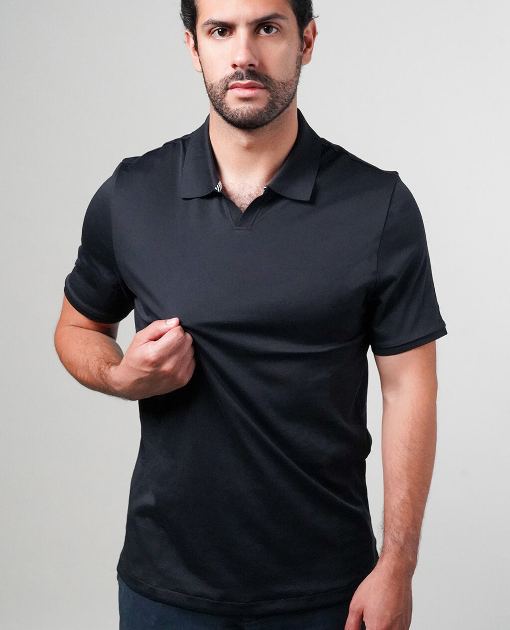 Playera Polo Negra Algodón Pima Piqué de Hombre Original | vidano.